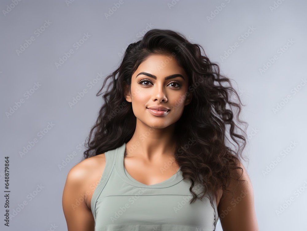 Indian influencer in activewear promoting healthy lifestyle Stock Photo ...