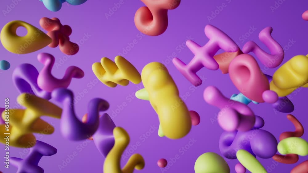 looping 3d animation. Abstract colorful background. Irregular ...
