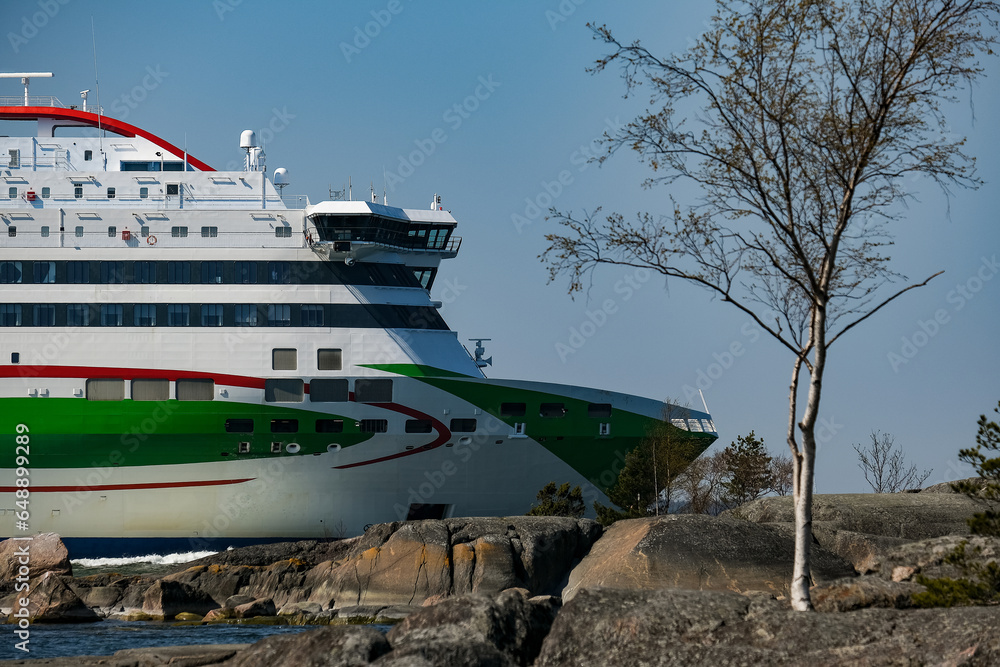 Passenger freighter roll on roll off ro-ro pax ferries in port of ...