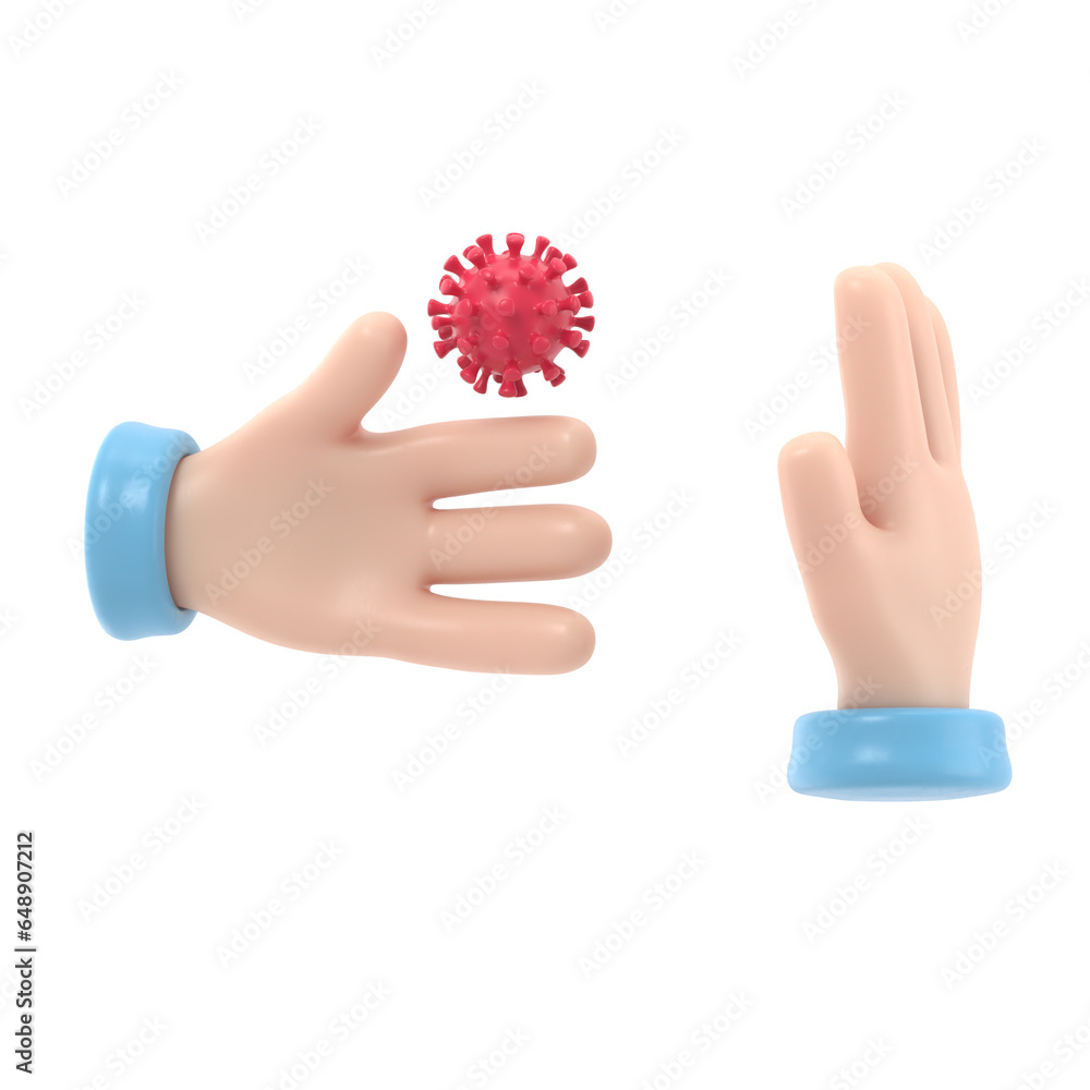 Bacteria on hand. Coronavirus transmitted through a handshake. Gesture ...