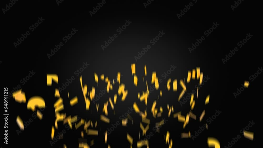 Animated congratulation text formed from particles that fall from above ...