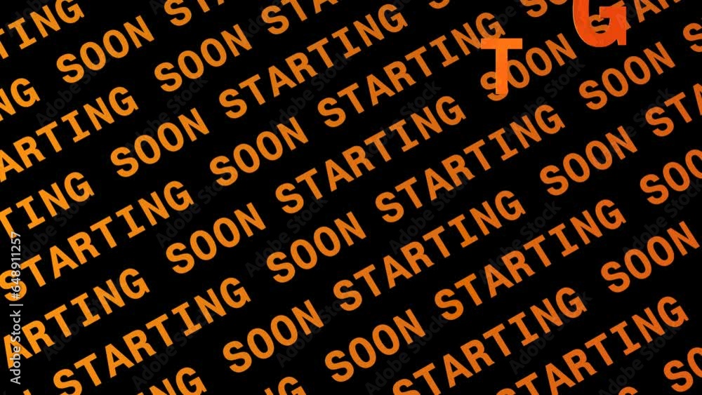 text animation starting soon with background and text seamless loop ...