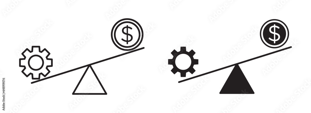 leverage icon set in black filled and outlined style. suitable for UI ...