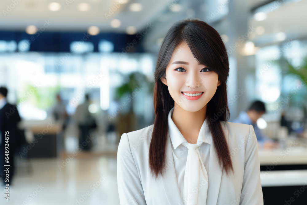 Beautiful Young Asian Woman Salesperson. Сoncept Young Asian Woman In ...