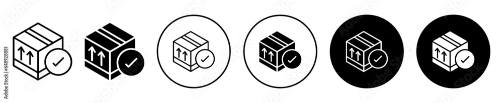 order receive icon. Product package received at home address symbol ...