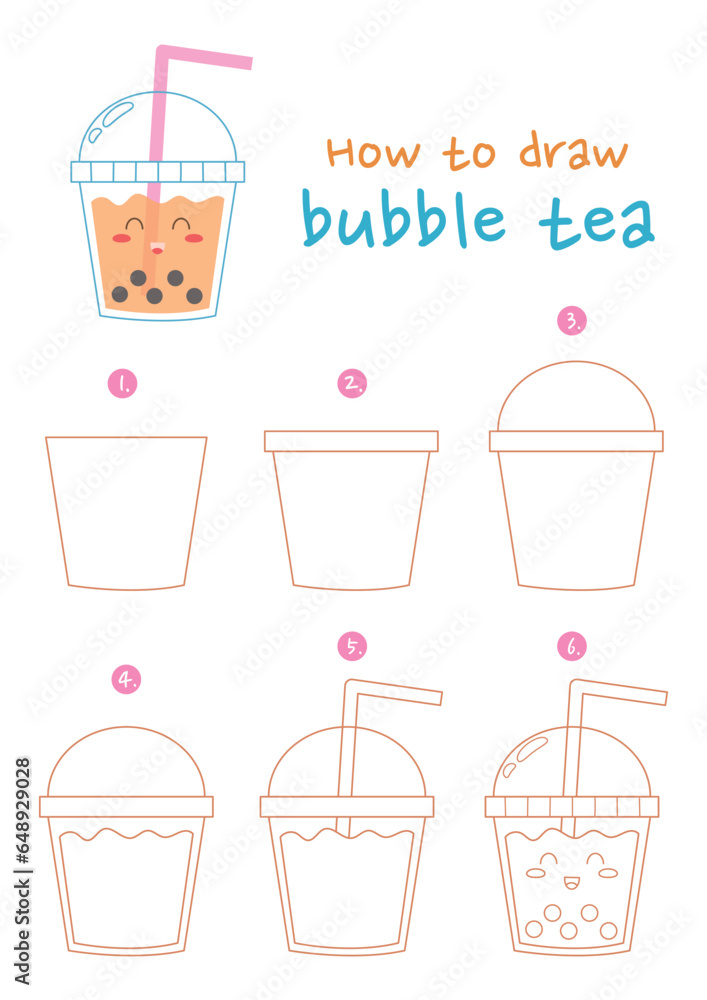 How to draw a glass of bubble tea vector illustration. Draw bubble tea ... How to draw a glass of bubble tea vector illustration. Draw bubble tea ...