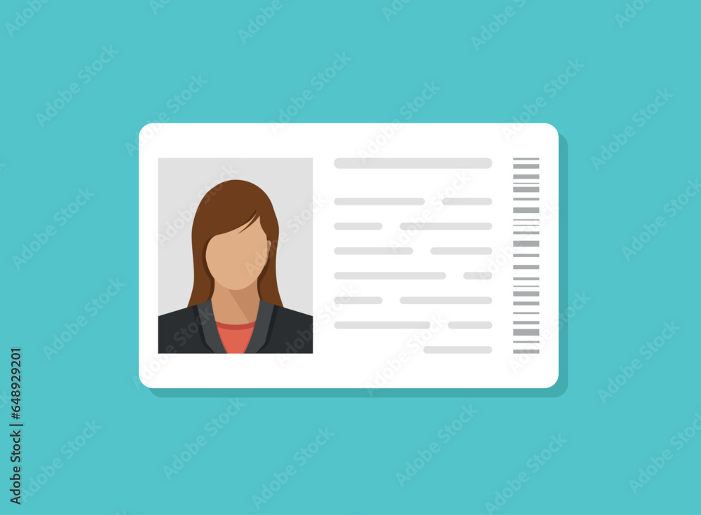 Driver license icon in flat style. Identification document vector ...
