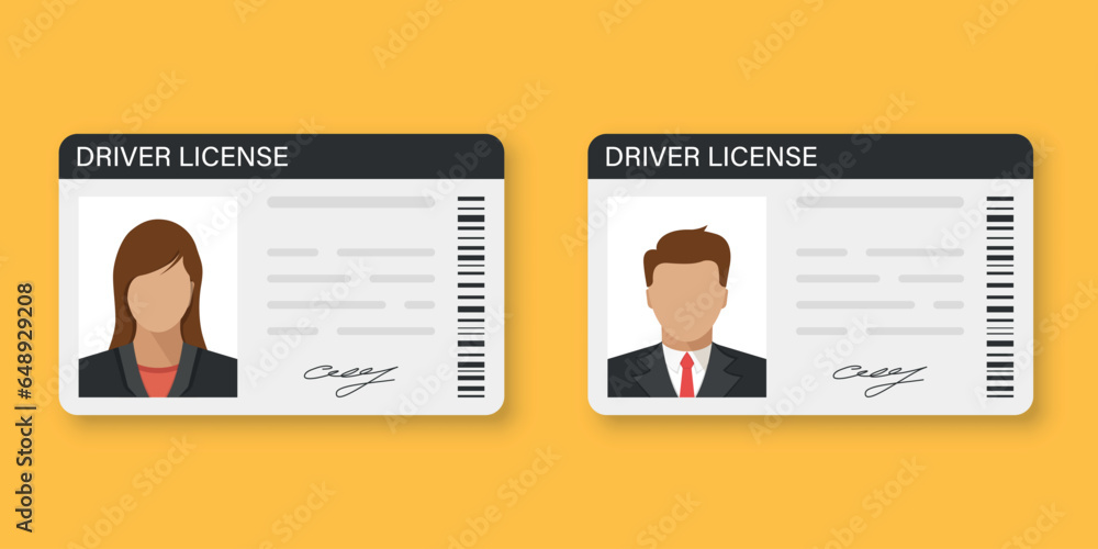 Driver license icon in flat style. Identification document vector ...