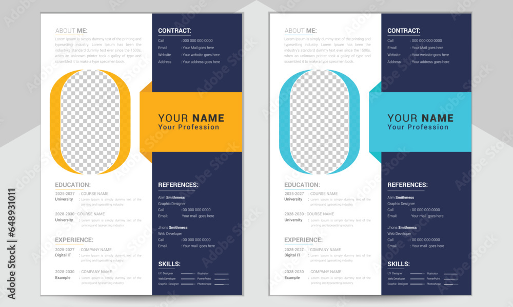 Professional & Modern Curriculum Vitae (CV) Design template , vector ...