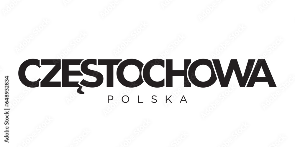 Czestochowa in the Poland emblem. The design features a geometric style ...
