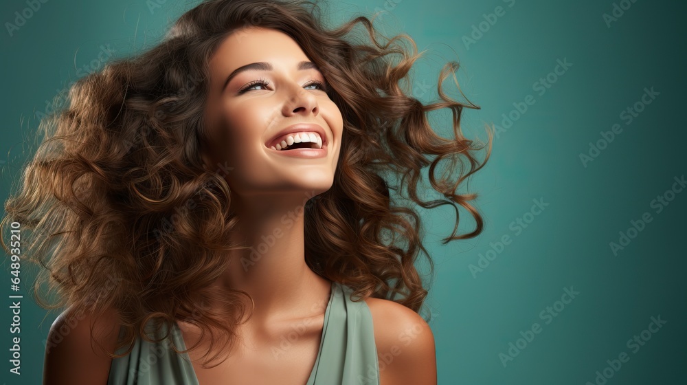 An awe-inspiring model girl exudes charm and positivity against a ...