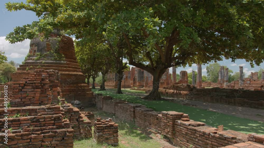 Magnificent views of ruins of ancient city, walls and remains of red ...