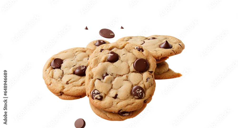 Flying Cookie Chocolate Chip On Transparent Background Png Stock ...