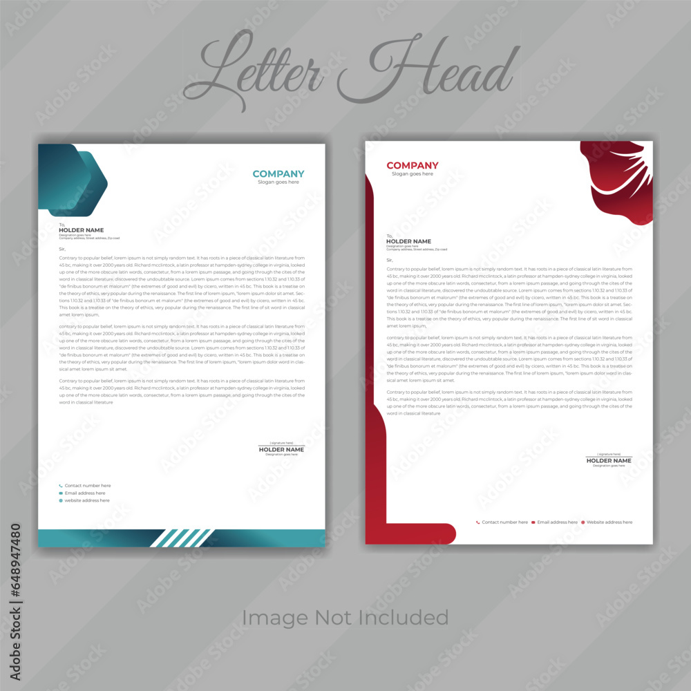 A4 size simple and design for letterhead sample. Multiple design ...
