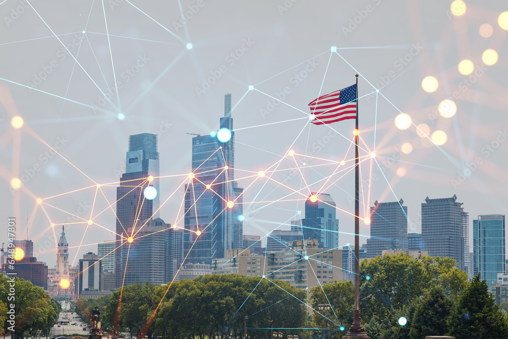 Day time cityscape of Philadelphia financial downtown, Pennsylvania ...
