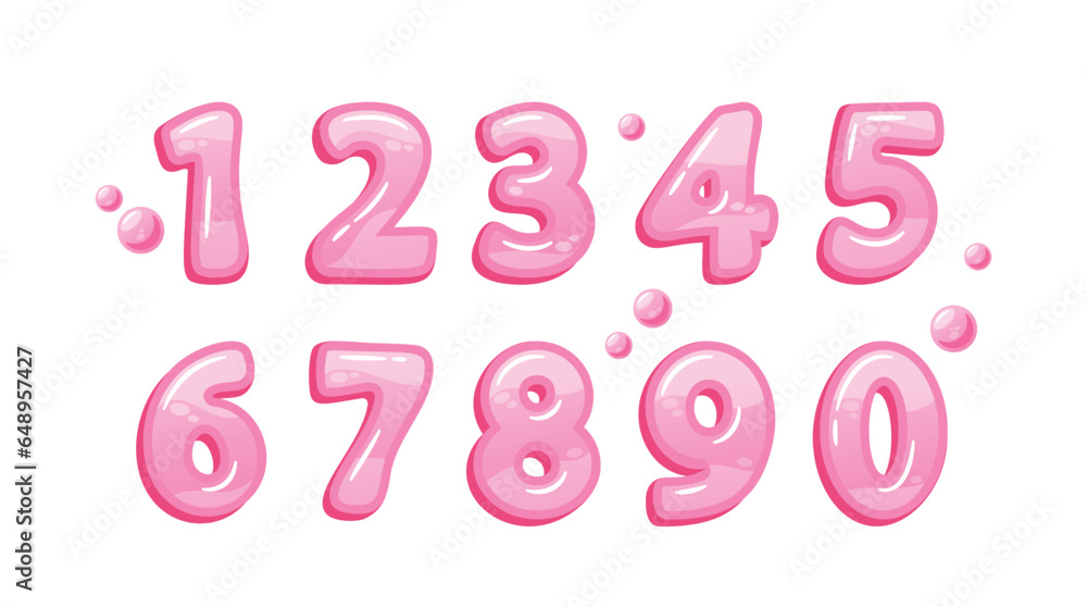 Bubble Gum Numbers, Colorful, Pink Glossy, Chewy Digits That Add A ...
