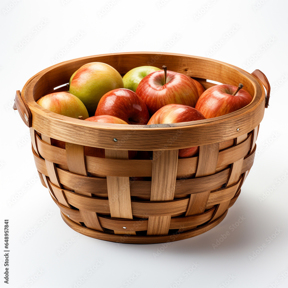 3D illustration of bushel basket isolated on white background. Made in ...