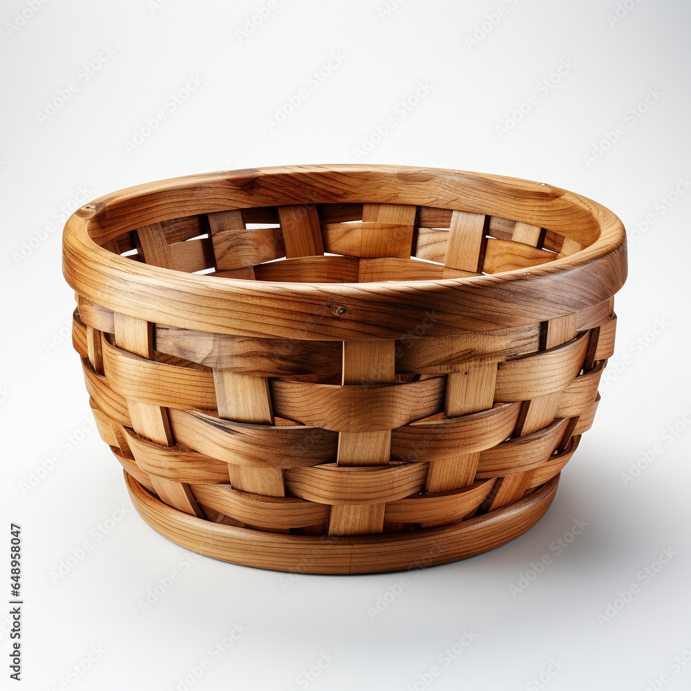 3D illustration of bushel basket isolated on white background. Made in ...