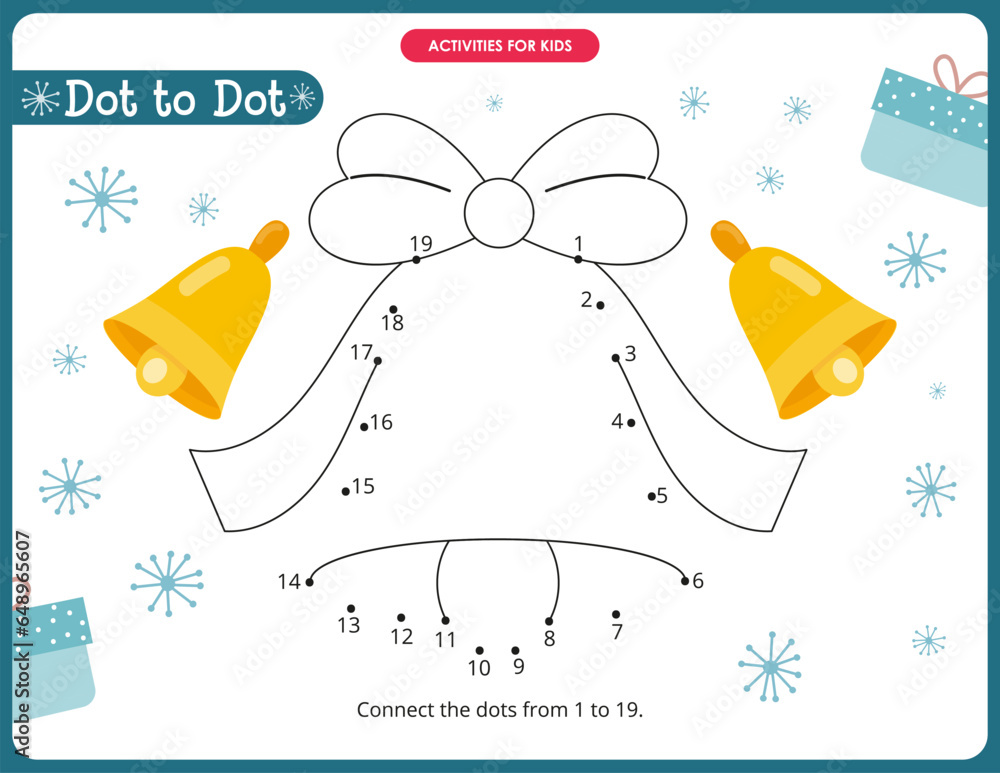 Christmas activities for kids. Dot to dot game – Christmas Bell ...