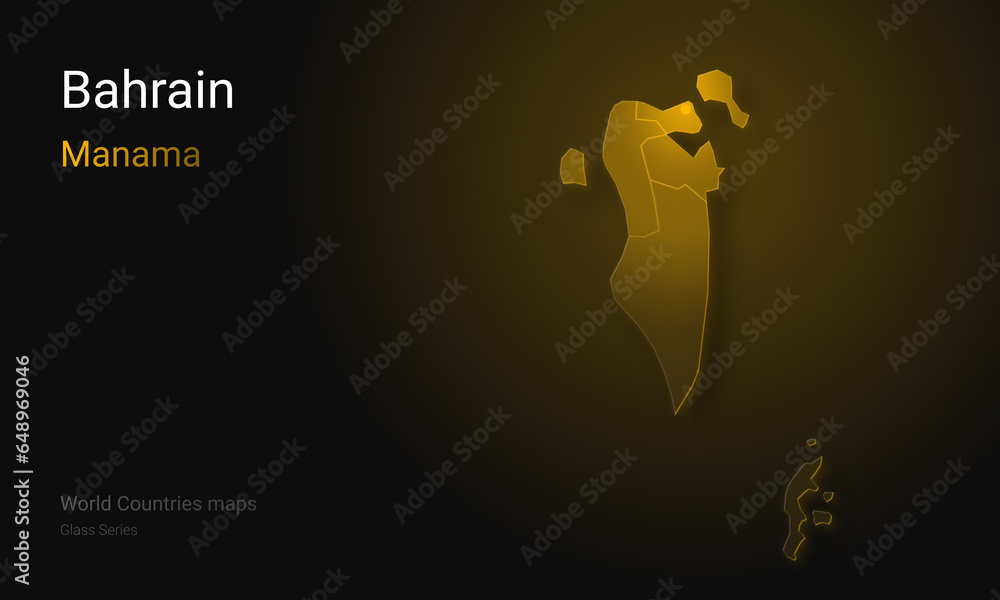 Creative map of Bahrain. Political map. Manama. Capital of Qatar. World ...
