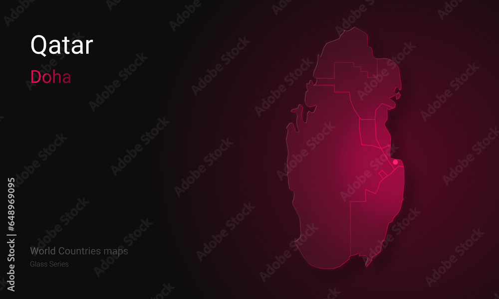 Creative map of Qatar. Political map. Doha. Capital of Qatar. World ...
