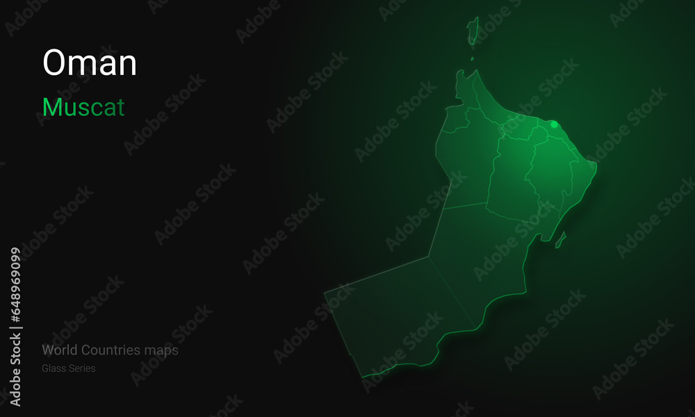 Creative map of Oman. Political map. Muscat. Capital of Qatar. World ...