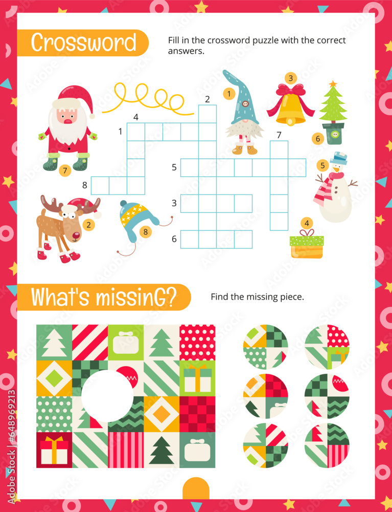 Christmas Activity Pages for Kids. Printable Activity Sheet with ...