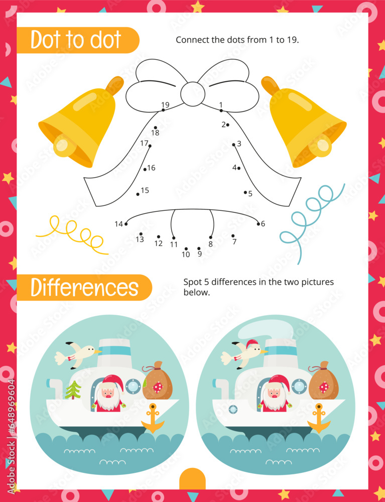 Vetor de Christmas Activity Pages for Kids. Printable Activity Sheet ...