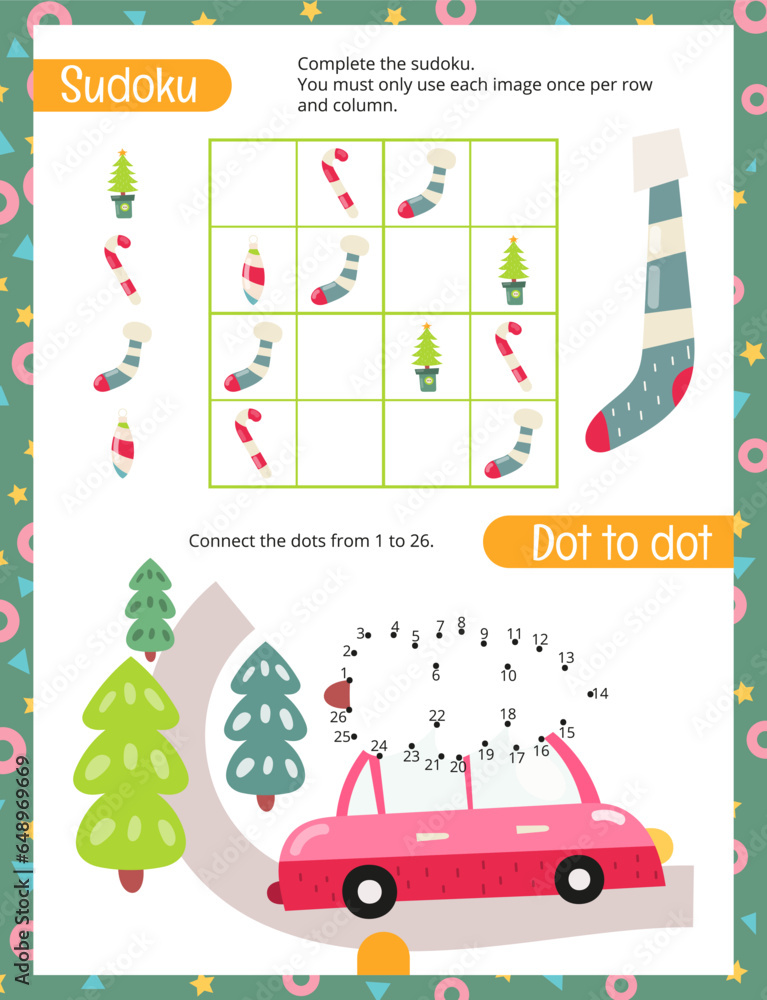Vetor de Christmas Activity Pages for Kids. Printable Activity Sheet ...