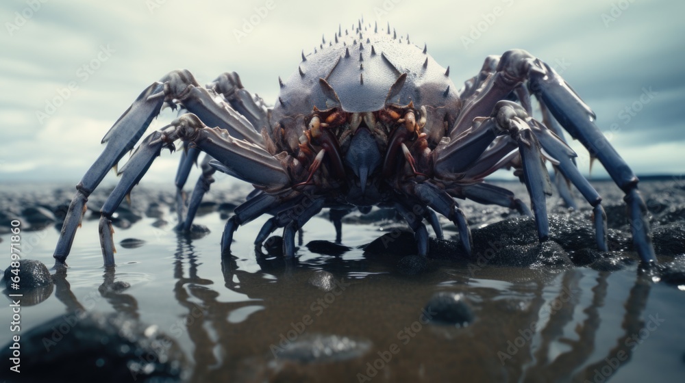 Spider crab alien like monster emerging from the ocean depths ...