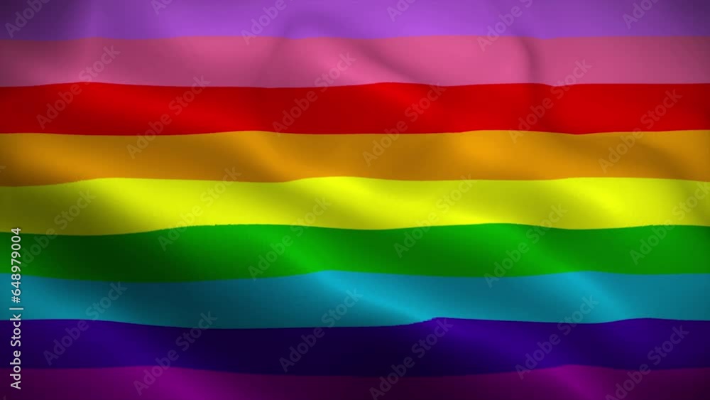 LGBT pride flag waving animation, nine-stripe flag, perfect looping, 4K ...