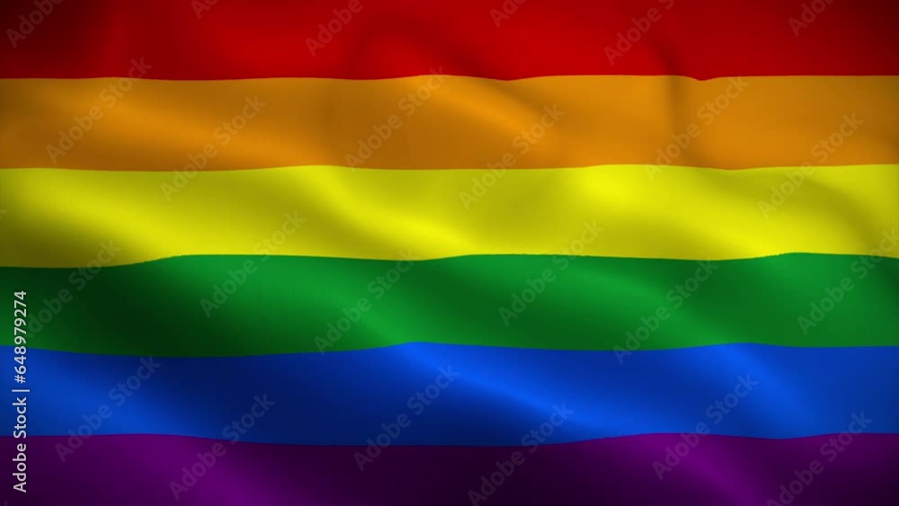 LGBT pride flag waving animation, six stripes flag, perfect looping, 4K ...