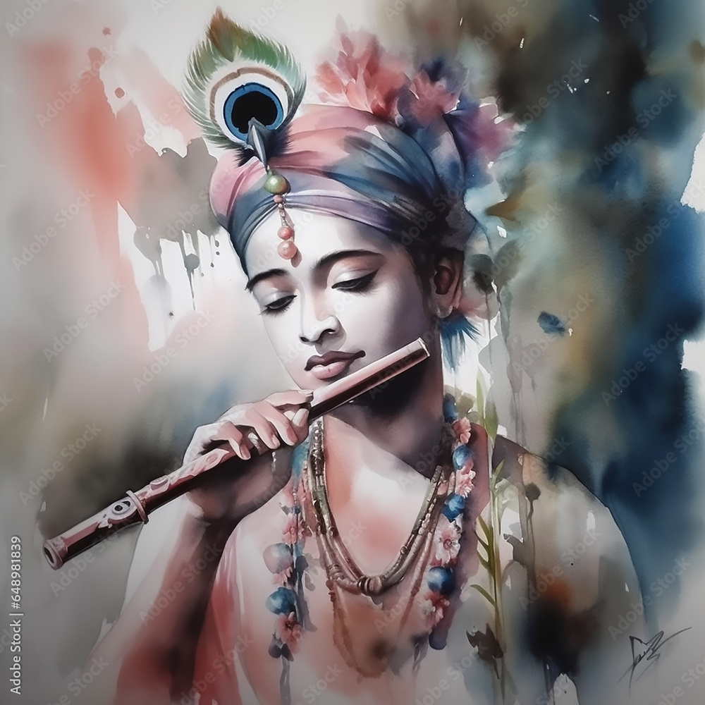 Hindu God Krishna Stock Illustration | Adobe Stock