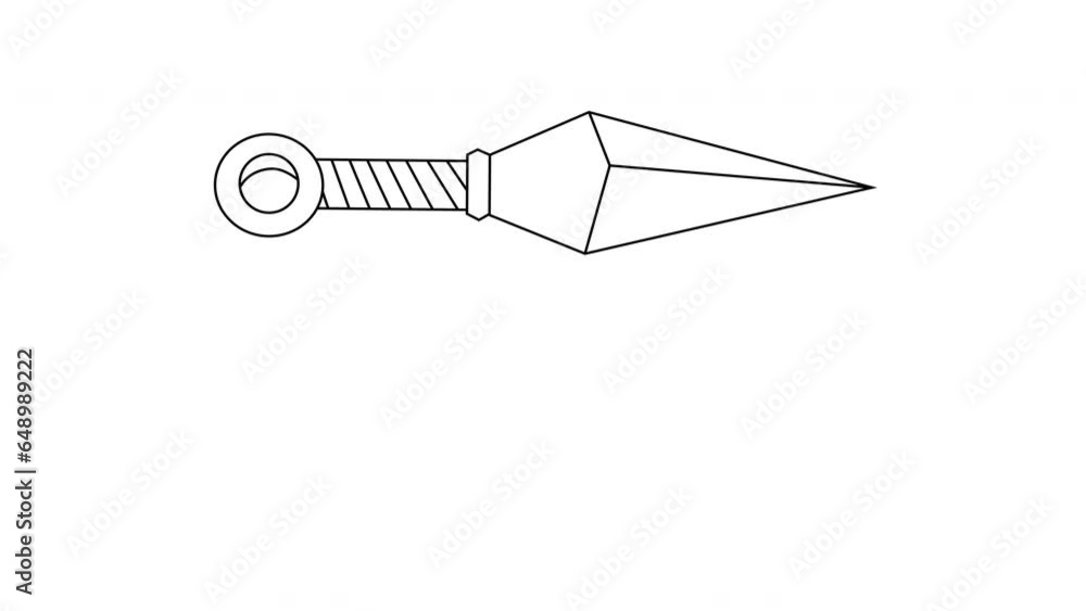 animated video of a kunai sketch, a typical ninja weapon Stock Video ...