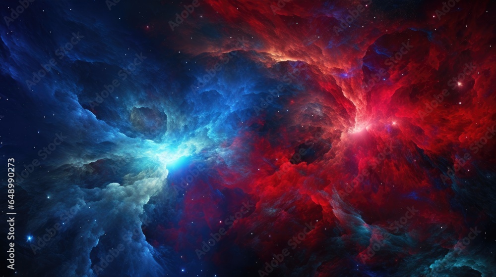 Red blue abstract cosmic galaxy background. Celestial outer space ...