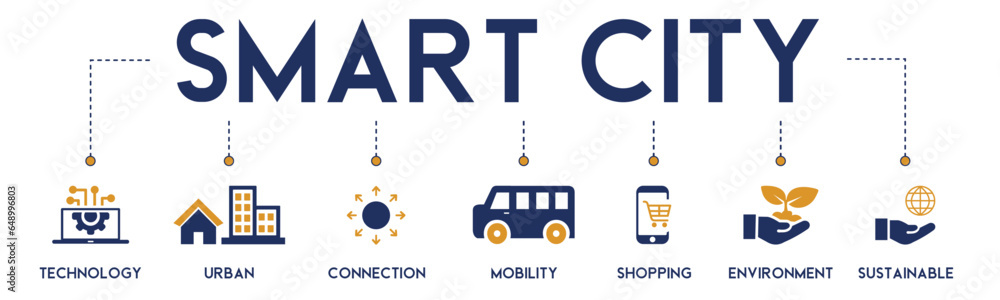 Smart city banner website icon vector illustration concept with icon of ...