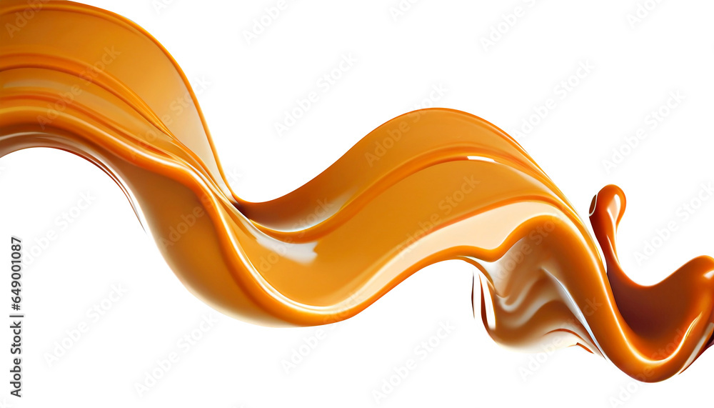 Delicious melted caramel texture. Flow, wave and drops splash caramels ...