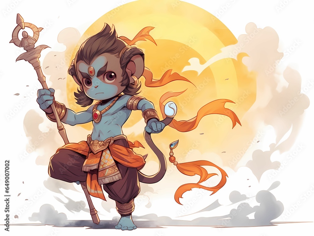 Hanuman in chibi style, Generative AI Stock Illustration | Adobe Stock