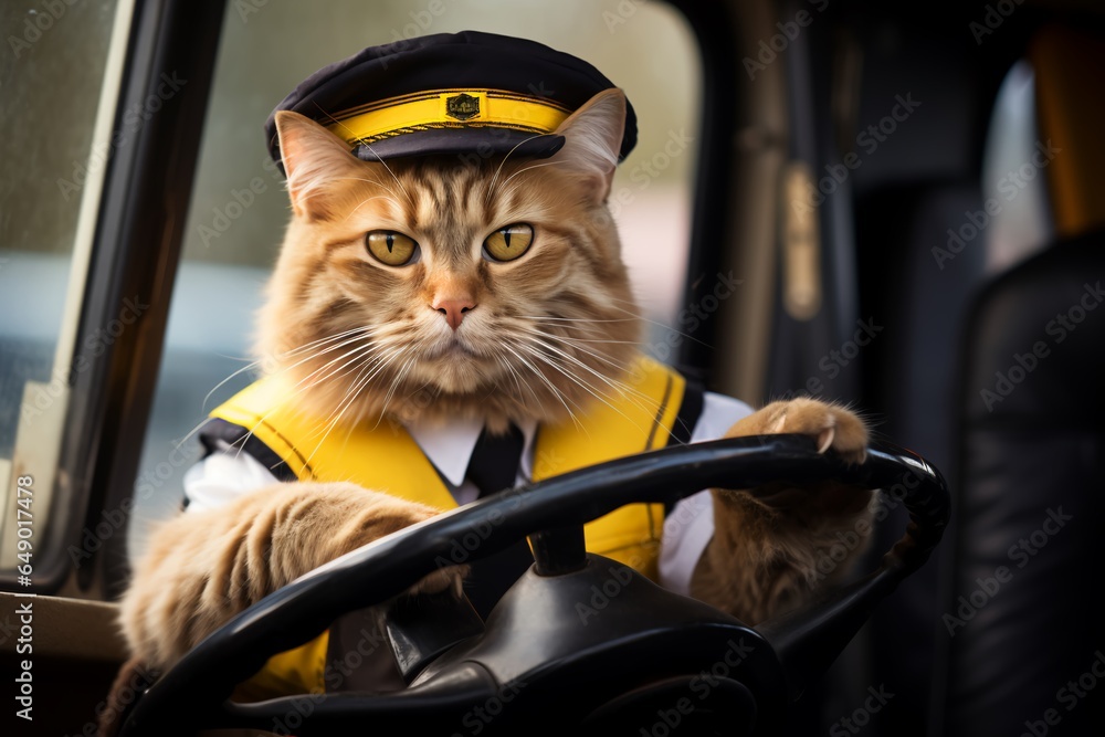 cat bus driver Stock Photo | Adobe Stock