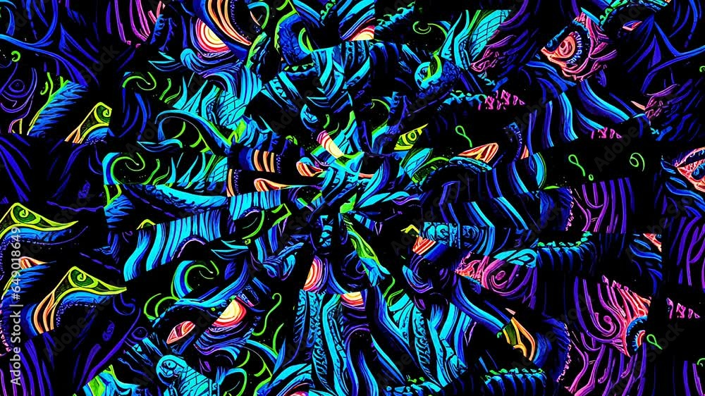 Cthulhu Trippy Blacklight Kaleidoscope VJ Seamless Animation Looping ...