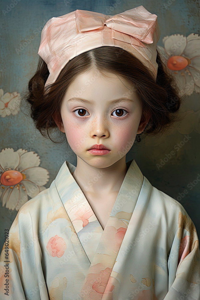 Generative AI illustration portrait of adorable confident preteen Asian ...