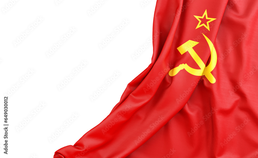 Poster Flag of USSR with empty space on the left. Isolated. 3D ...