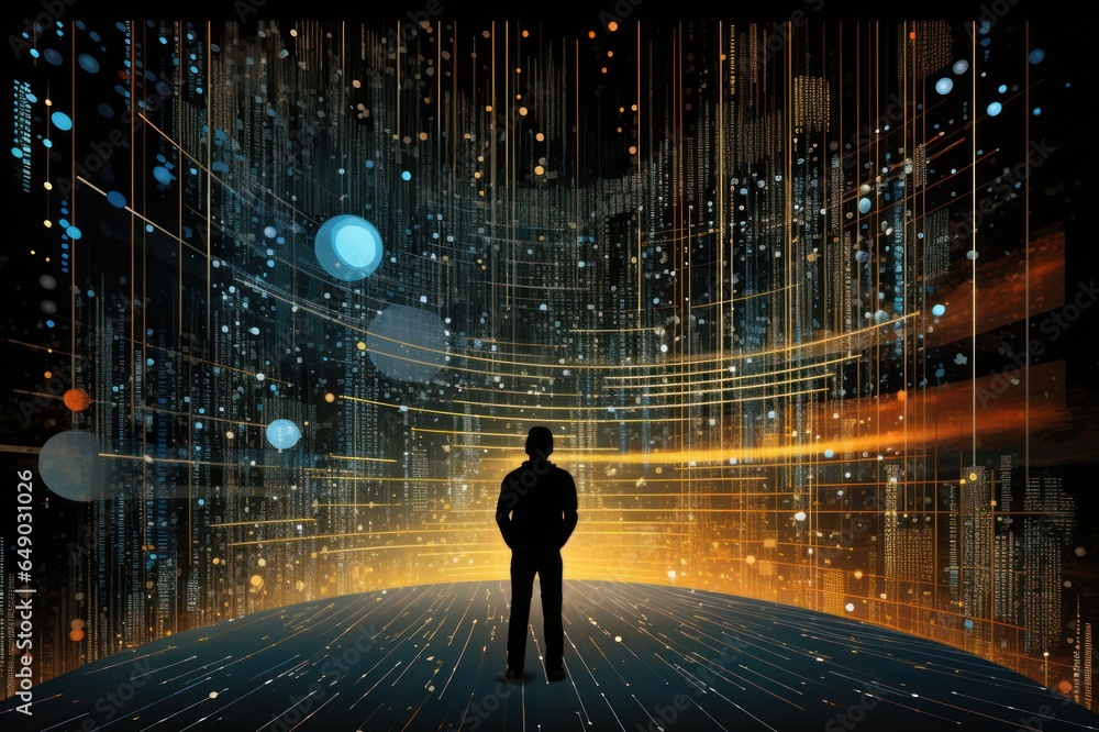 A man standing in front of a large screen, a concept representing Big ...