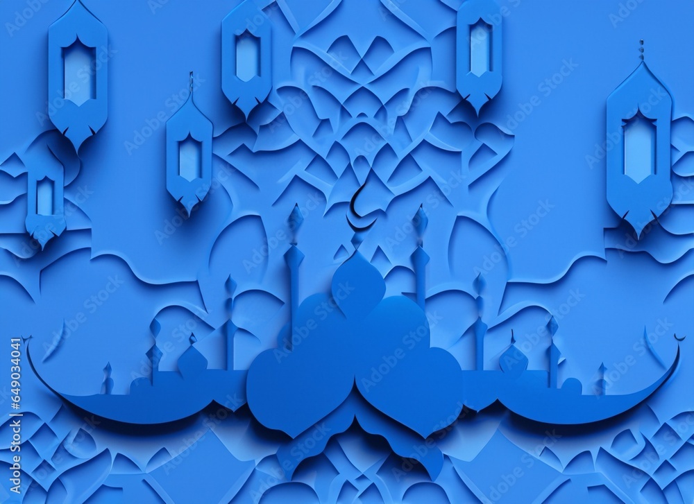 Background islamic blue color, islam motif background blue color, ied ...