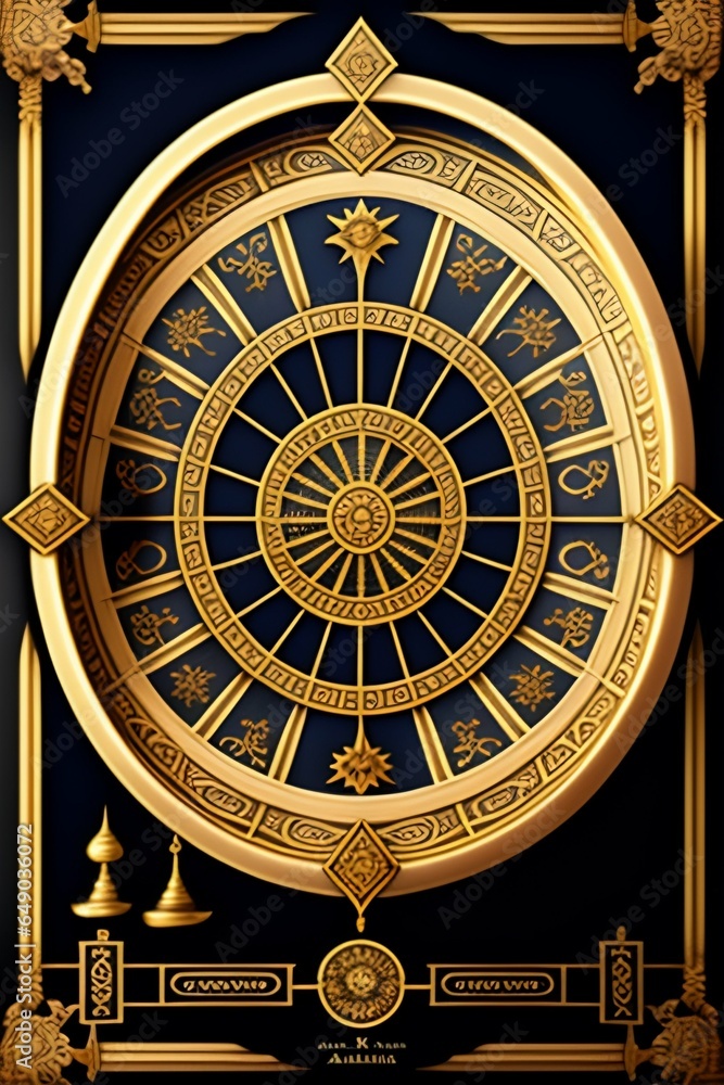 Tarot Major arcana card Wheel of Fortune, clean lines, intricate ...
