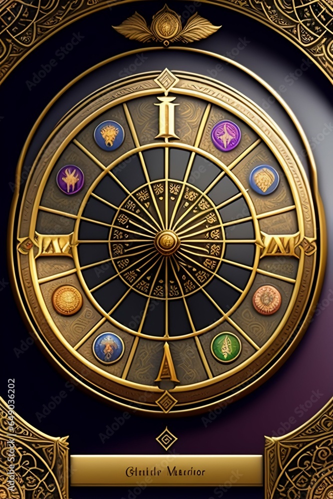Tarot Major arcana card Wheel of Fortune, clean lines, intricate ...