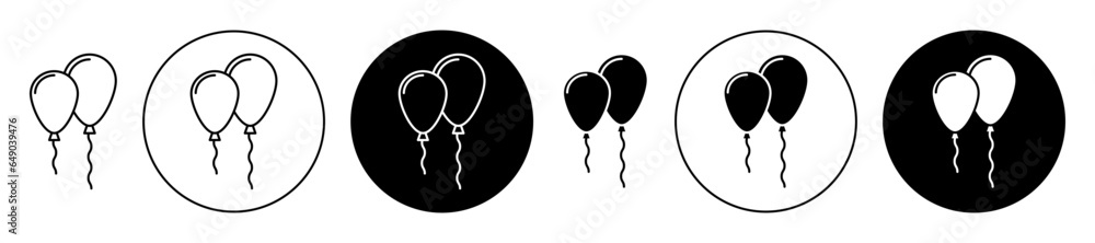 Balloon icon set in black filled and outlined style. suitable for UI ...