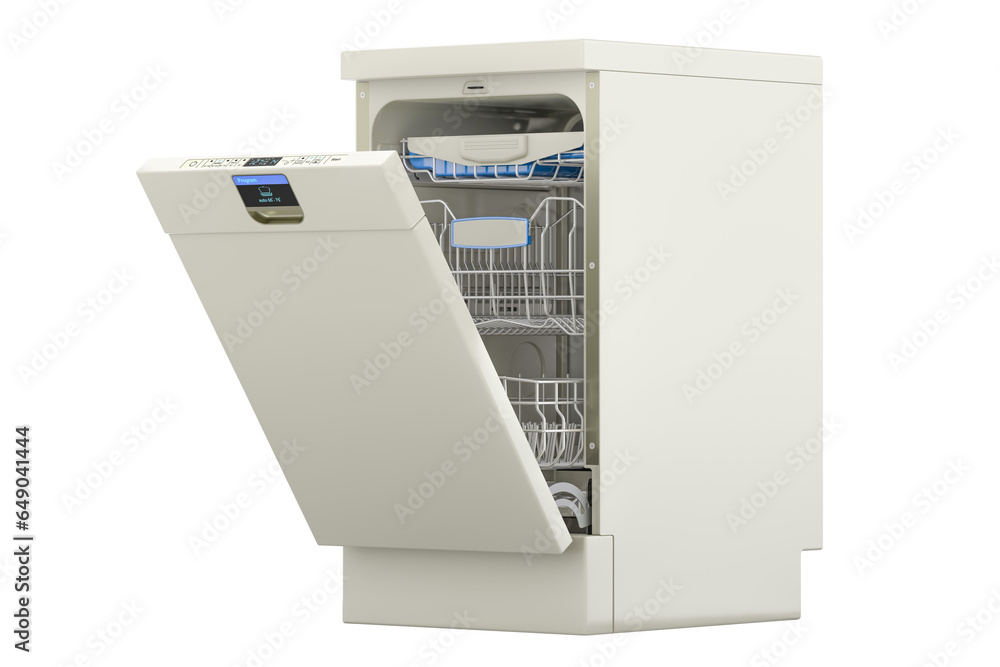 Dishwasher Machine with LED Display. Opened empty dishwasher, 3D ...