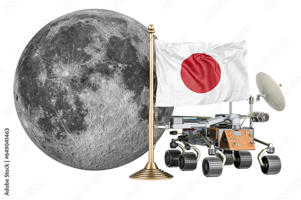 Japanese Lunar Exploration Program. Planetary rover with Moon and ...