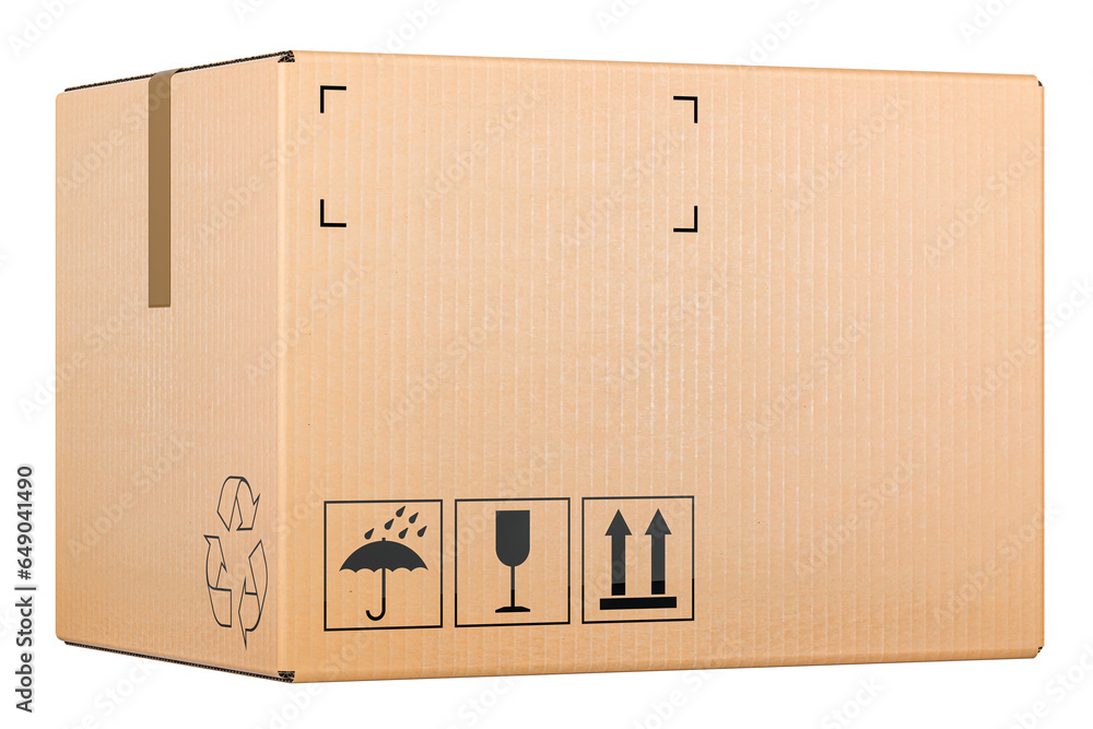 Parcel, cardboard box. 3D rendering isolated on transparent background ...